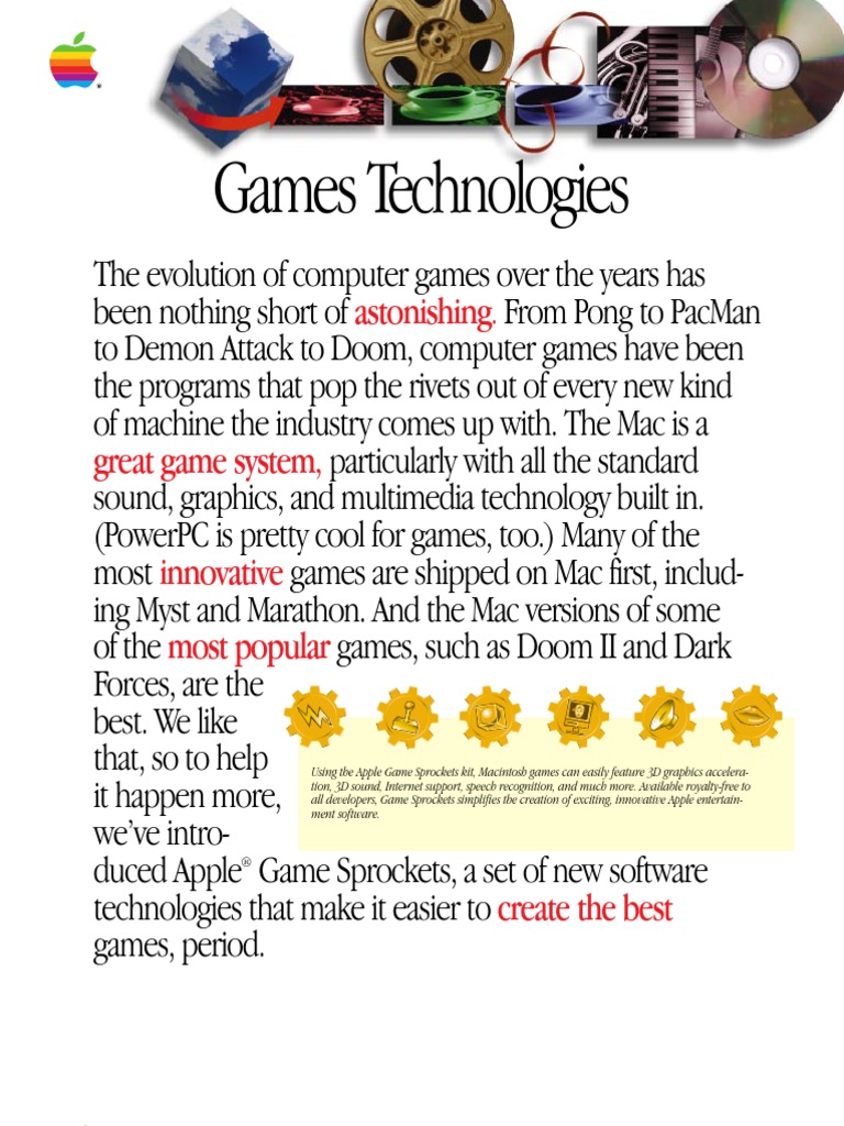 Game Sprockets Fact Sheet | PDF | Macintosh | Areas Of Computer Science