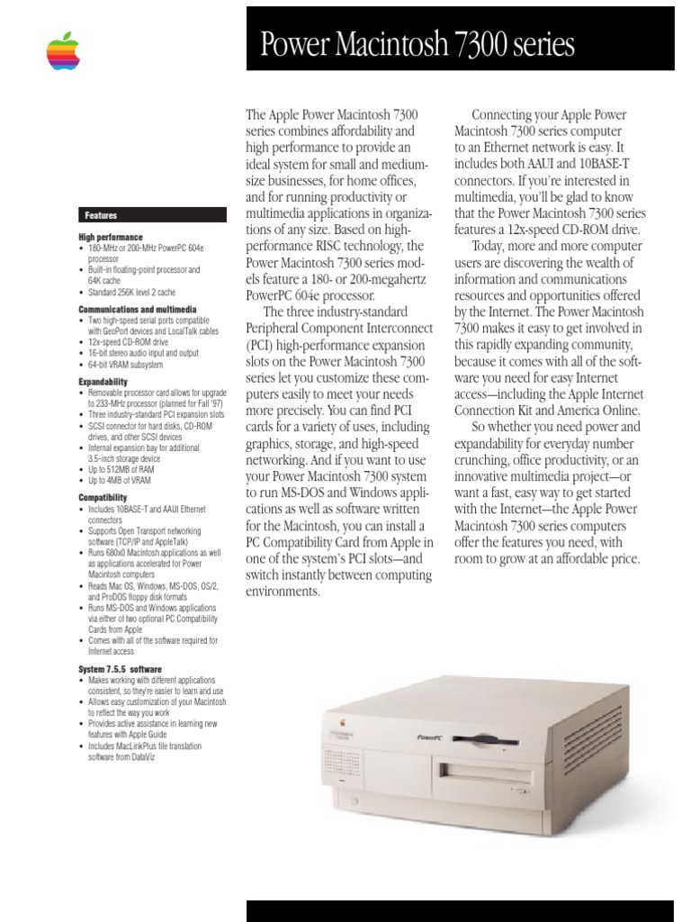 Power Macintosh 7300 | PDF | Macintosh | Personal Computers