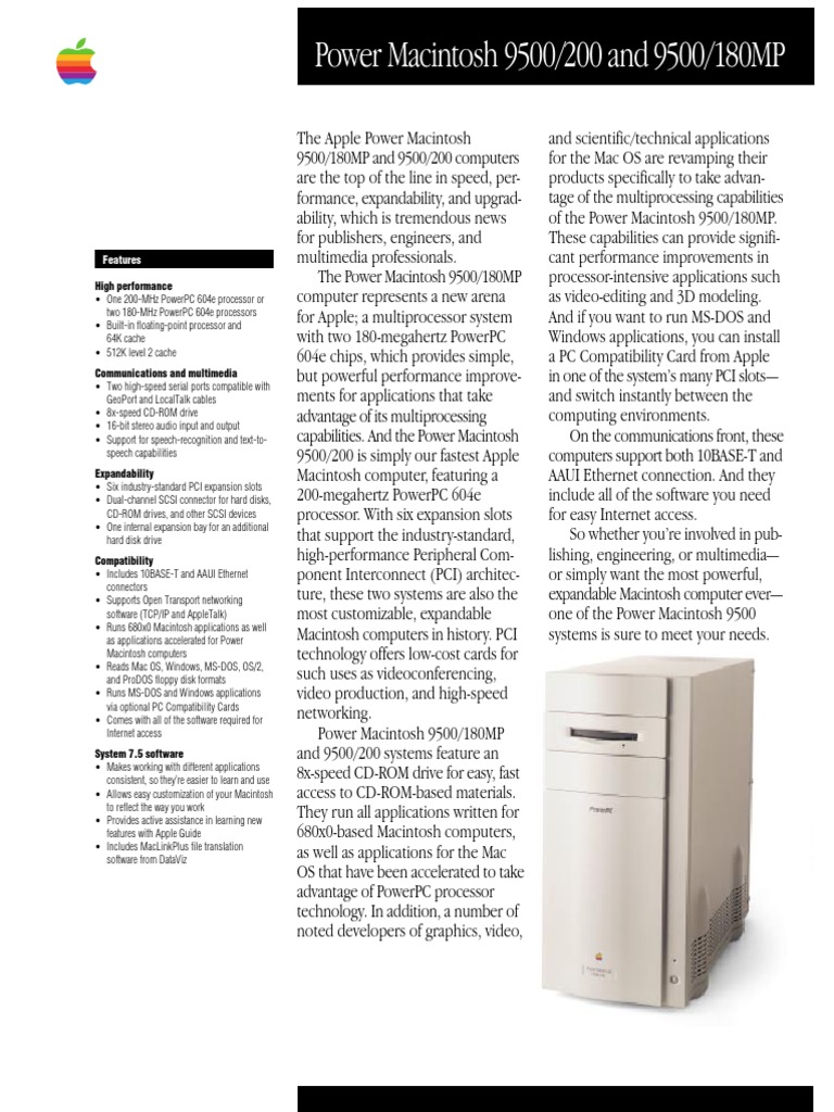 Power Macintosh 9500 | PDF | Macintosh | Personal Computers
