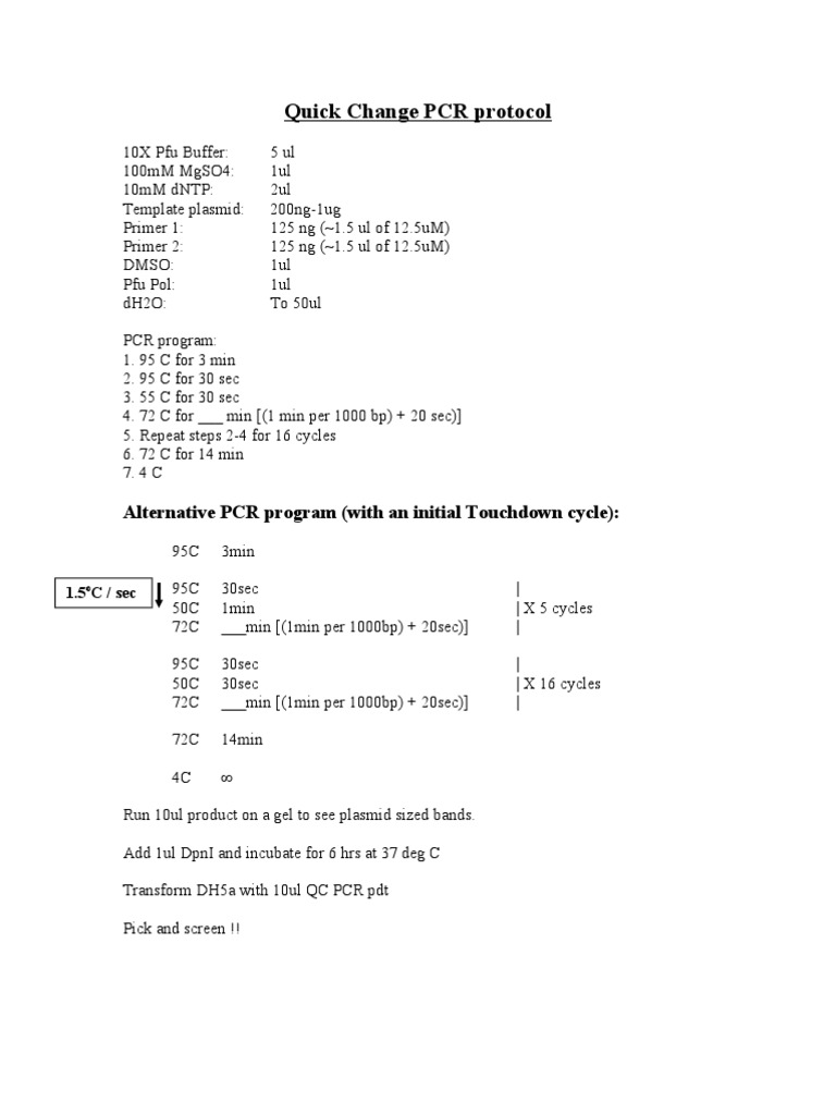 Quick Change PCR Guide | PDF | Science & Mathematics