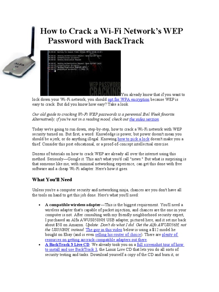How To Crack A Wi-Fi Network’S Wep Password With Backtrack: Opt For Wpa Encryption | Wi Fi ...