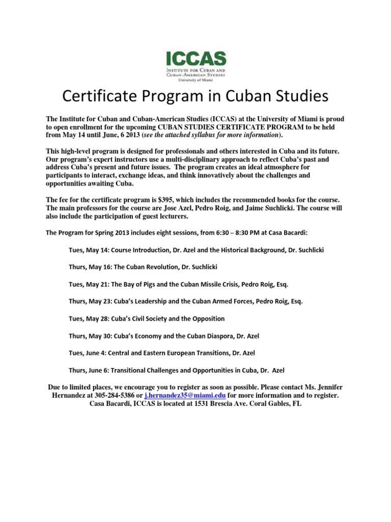 Certificate Program in Cuban Studies | PDF | Cuba | Government