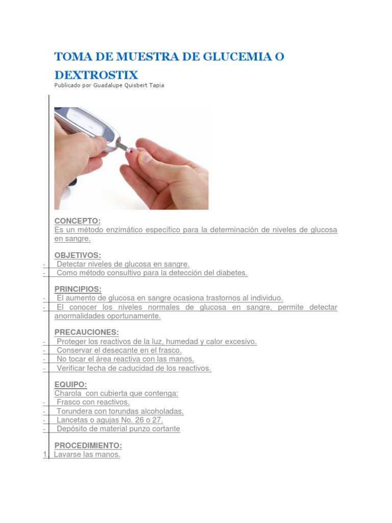 Toma de Muestra de Glucemia o Dextrostix | Legumbres | Sistema ...