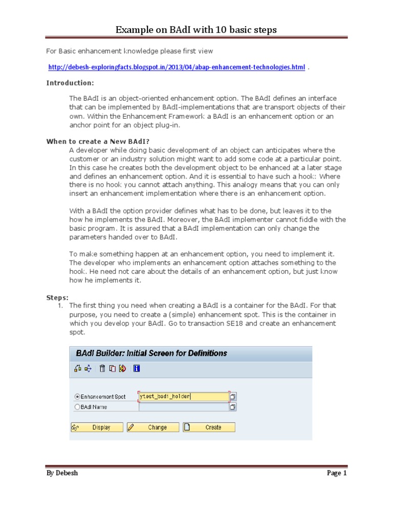 Example On Badi With 10 Basic Steps: by Debesh | Download Free PDF | Object (Computer Science ...
