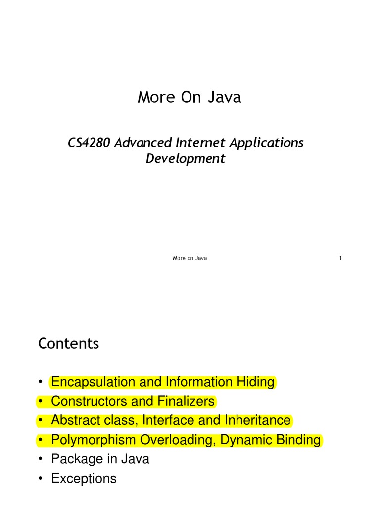 More On Java: CS4280 Advanced Internet Applications Development | PDF ...