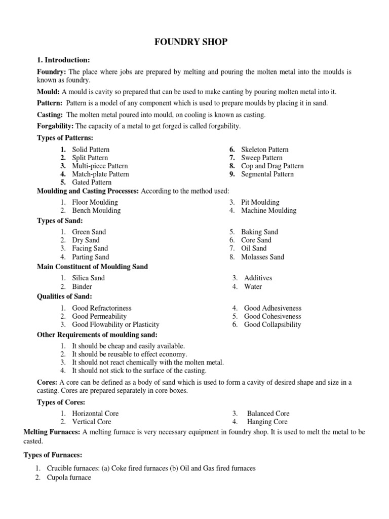 Foundry Shop Manual | PDF | Foundry | Mechanical Engineering