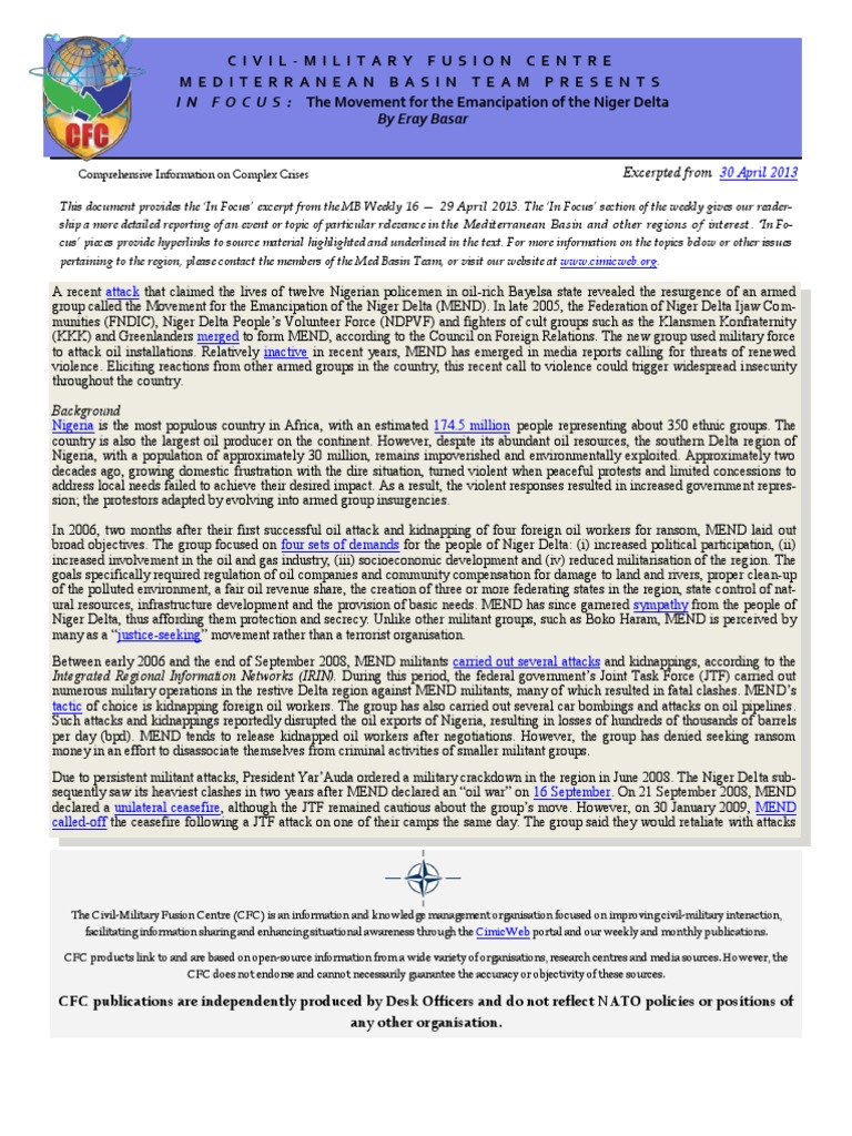 CFC in Focus: The Movement For The Emancipation of The Niger Delta, 30 ...
