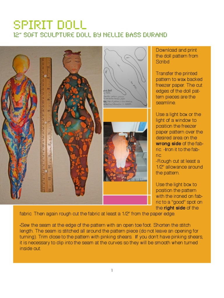Spirit Doll Instructions | PDF | Seam (Sewing) | Sewing