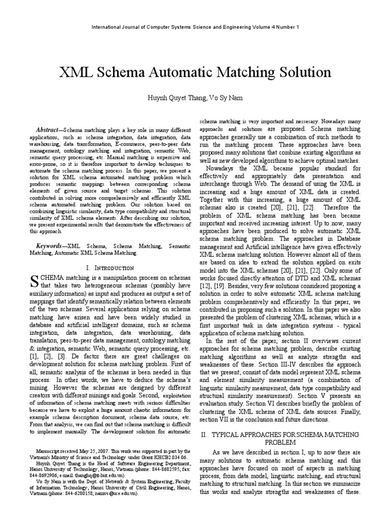 XML Schema Automatic Matching Solution | PDF