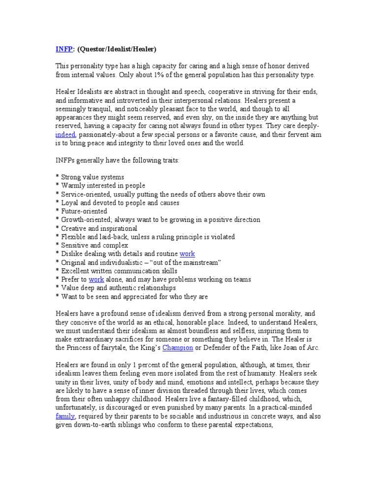 INFP - Personality | PDF | Psychology | Cognitive Science