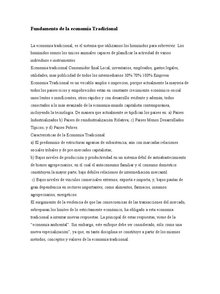 Fundamento de La Economía Tradicional | PDF | Ecología | Entorno natural