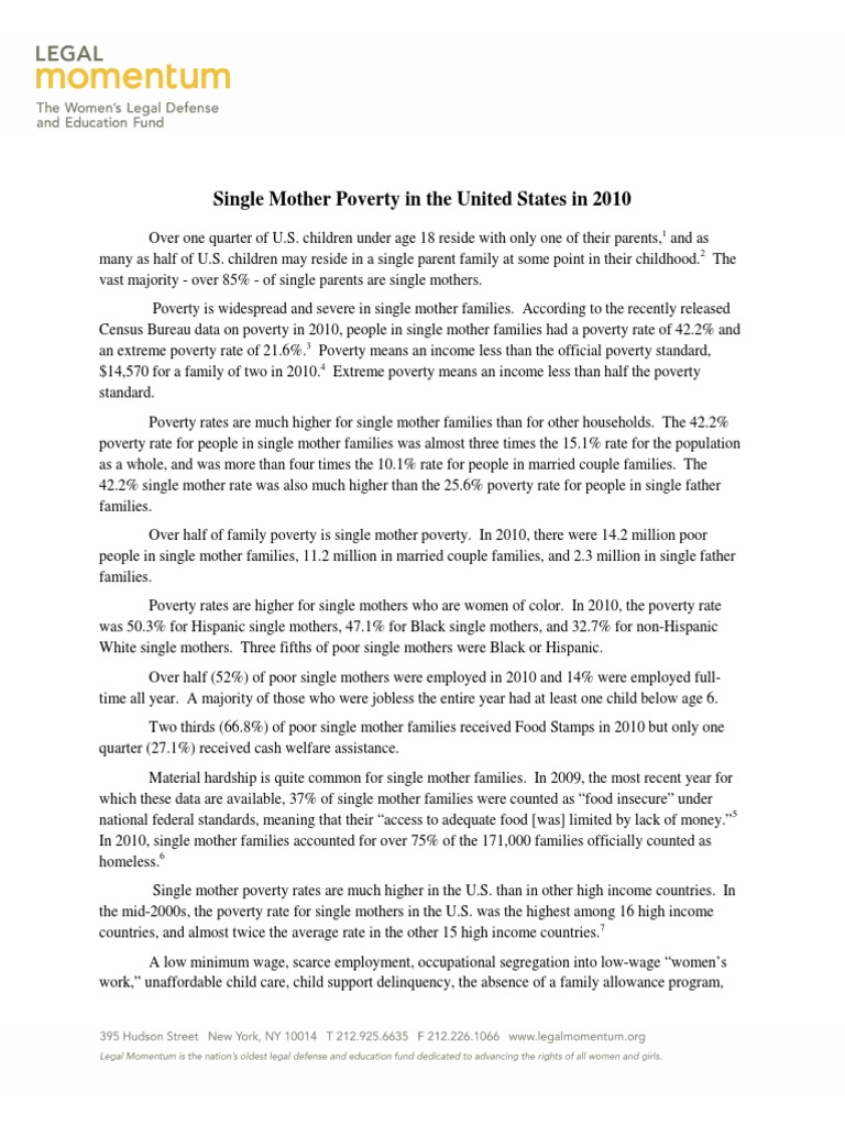 Single Mother Poverty in 2010 | PDF | Poverty In The United States ...