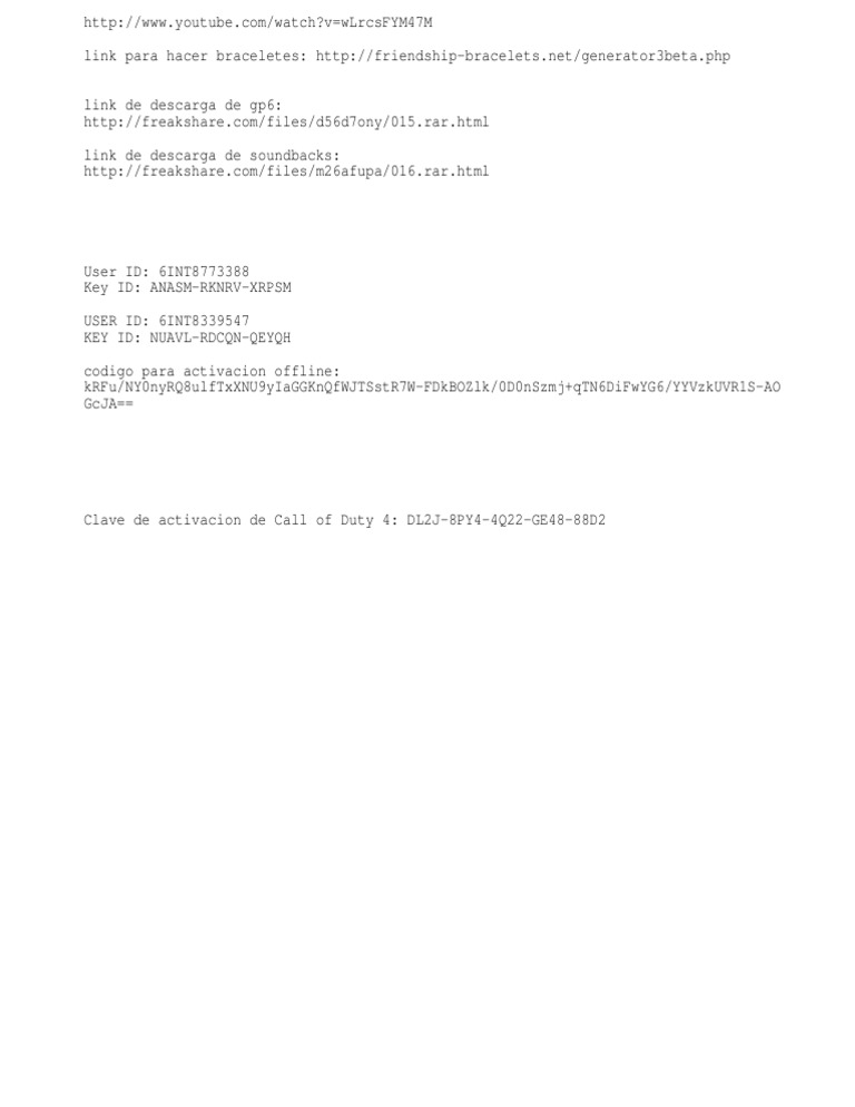 Codigos de Activacion | PDF