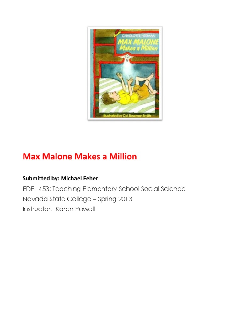 Max Malone Makes a Million: Submitted by: Michael Feher | Lesson Plan ...