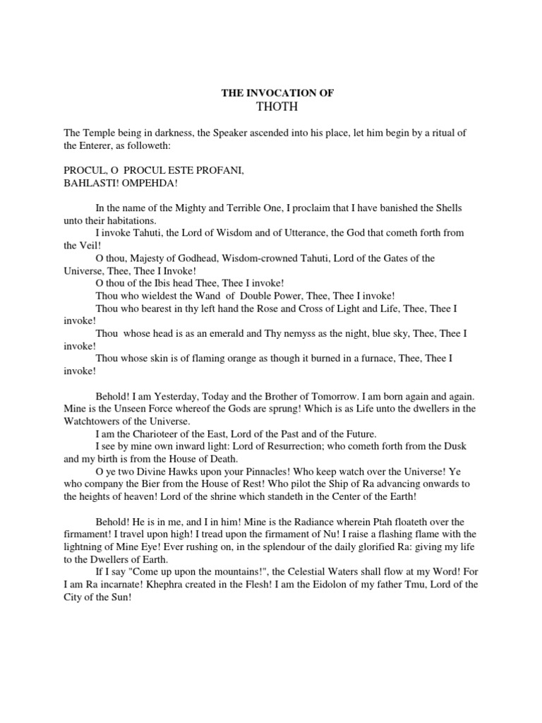 Aleister Crowley - The Invocation of Thoth Cd4 Id370698676 Size8 | PDF ...