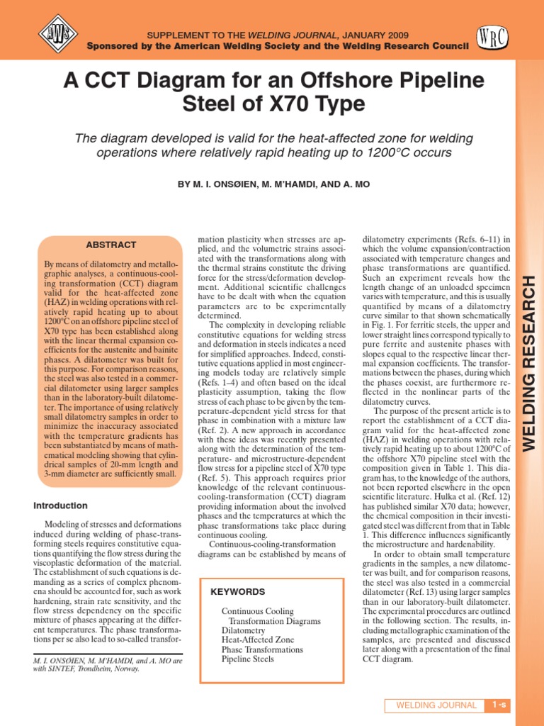 CCT Diagram for X70 Pipeline Steel | PDF | Materials | Materials Science