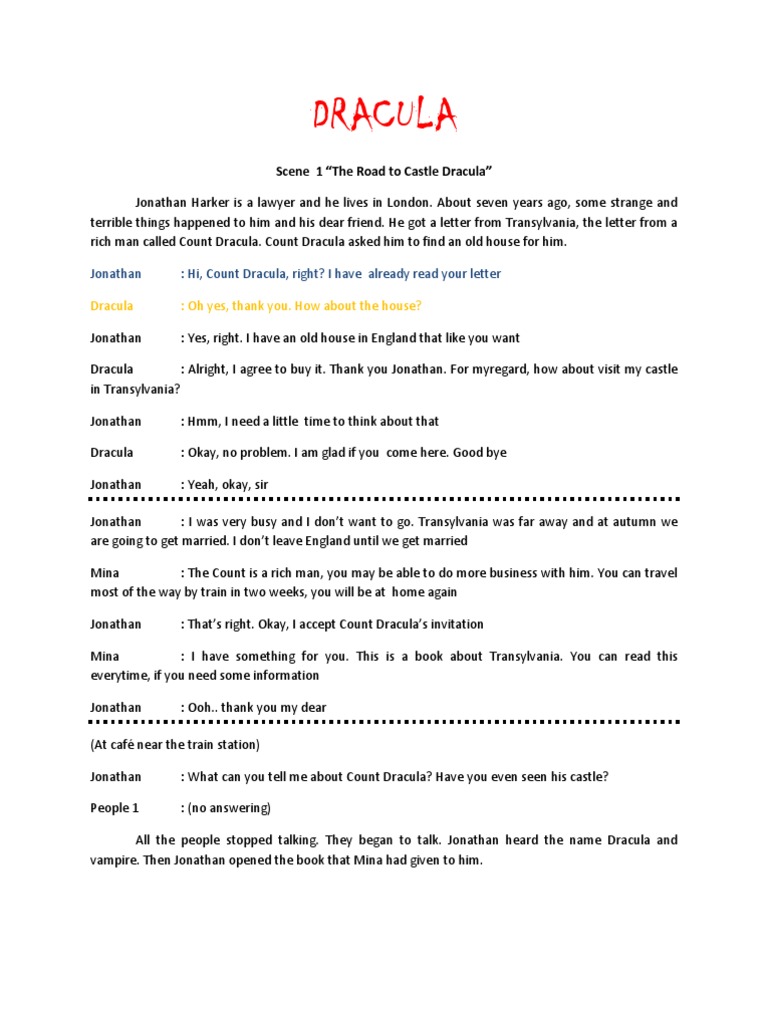 DRACULA Script Play | Mina Harker | Abraham Van Helsing