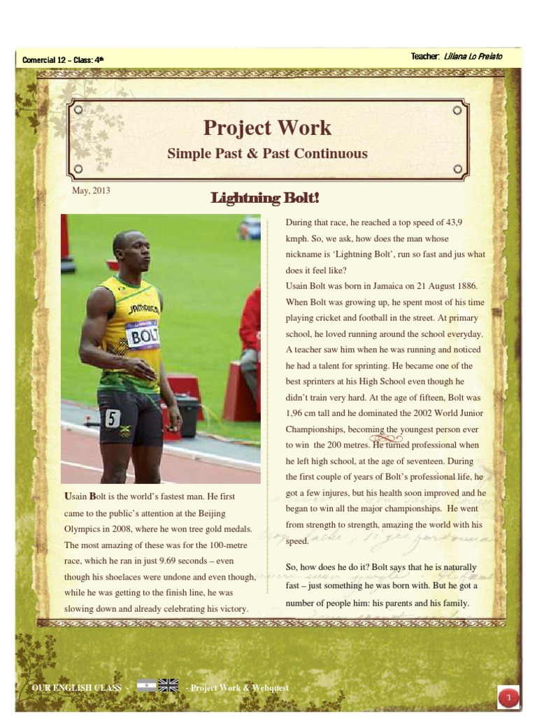 Simple Past-Past Continuous Project Work | PDF | Cognition | Sports
