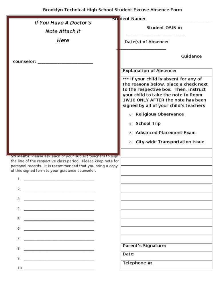 Absence Form BTHS 2012 | PDF | Career & Growth | Social Science
