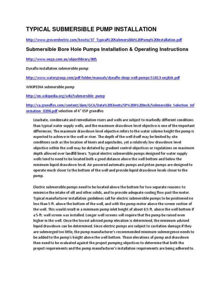 Submersible Pump Installation | Pump | Water