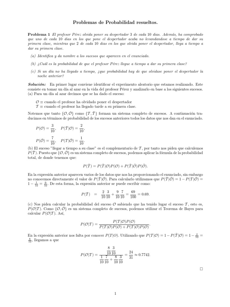 Problemas de Probabilidad Resueltos PDF | PDF