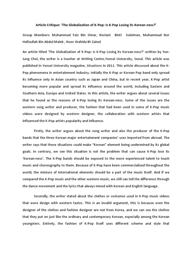 K-Pop Globalization and Identity Debate | PDF | Entertainment (General)