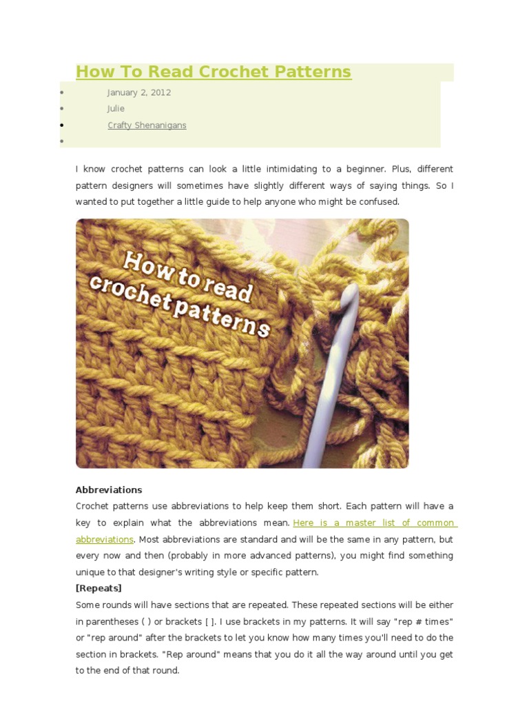 How To Read Crochet Patterns | PDF | Crochet | Bracket