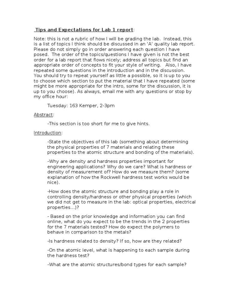 UC Davis ENG 45 Winter 2012 Outline Lab 1 Report | PDF | Hardness ...