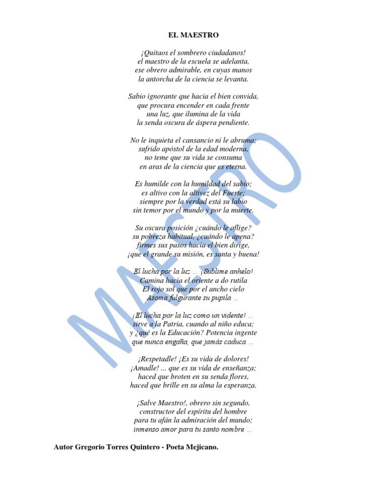 Poema al Maestro: Salve y Reconocimiento | PDF