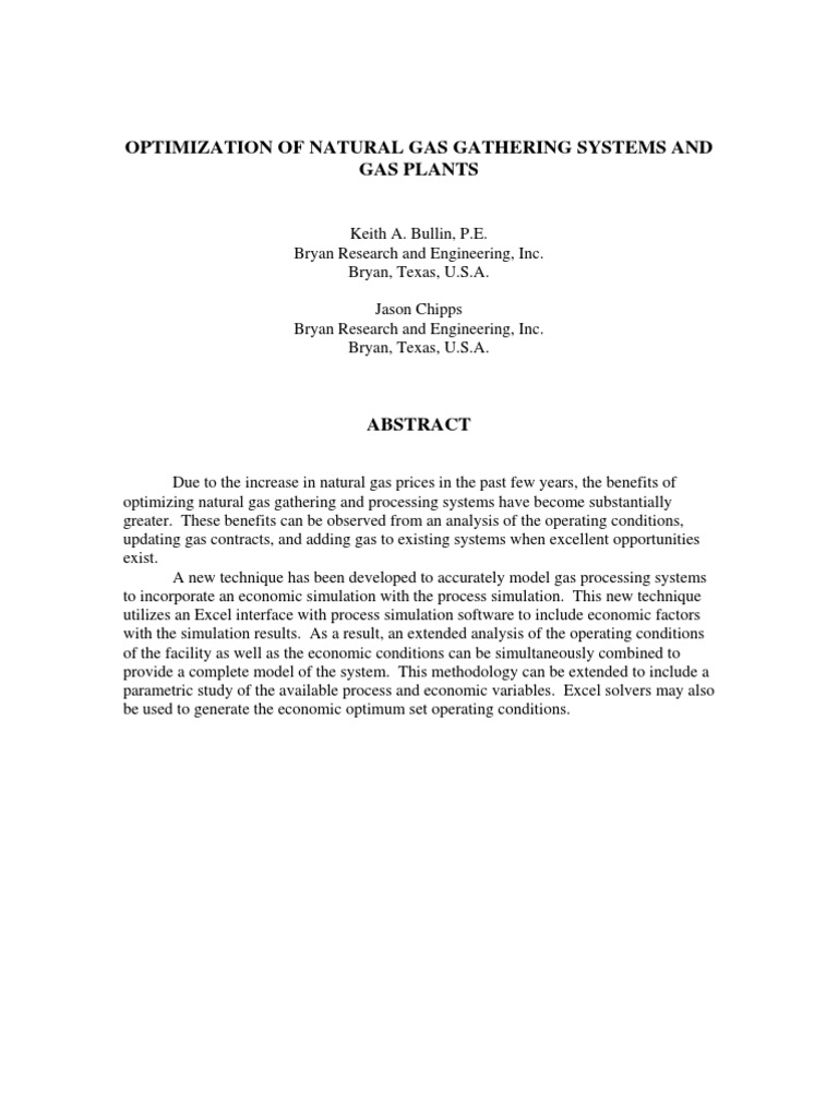 Optimization of Natural Gas Gathering Systems and Gas Plants | PDF ...