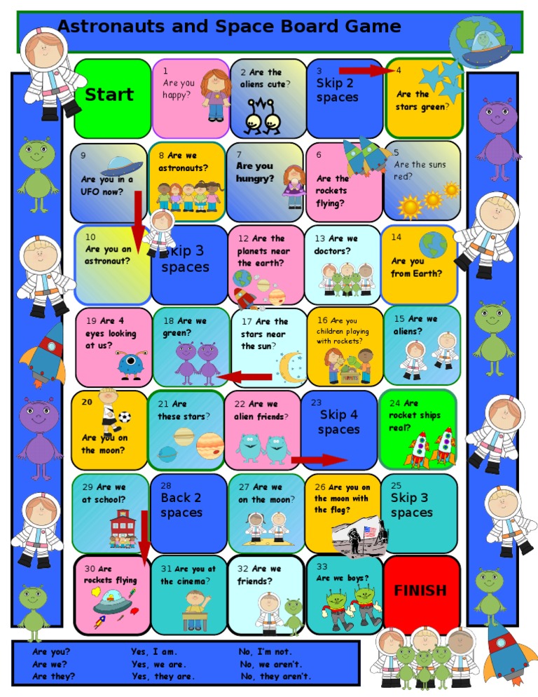 Astronauts and Space Board Game: Skip 3 Spaces | PDF | Art