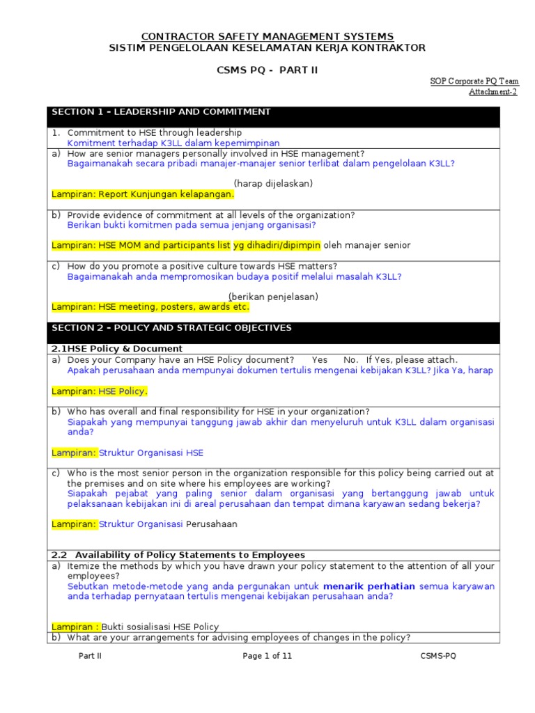 Csms PQ Form | PDF