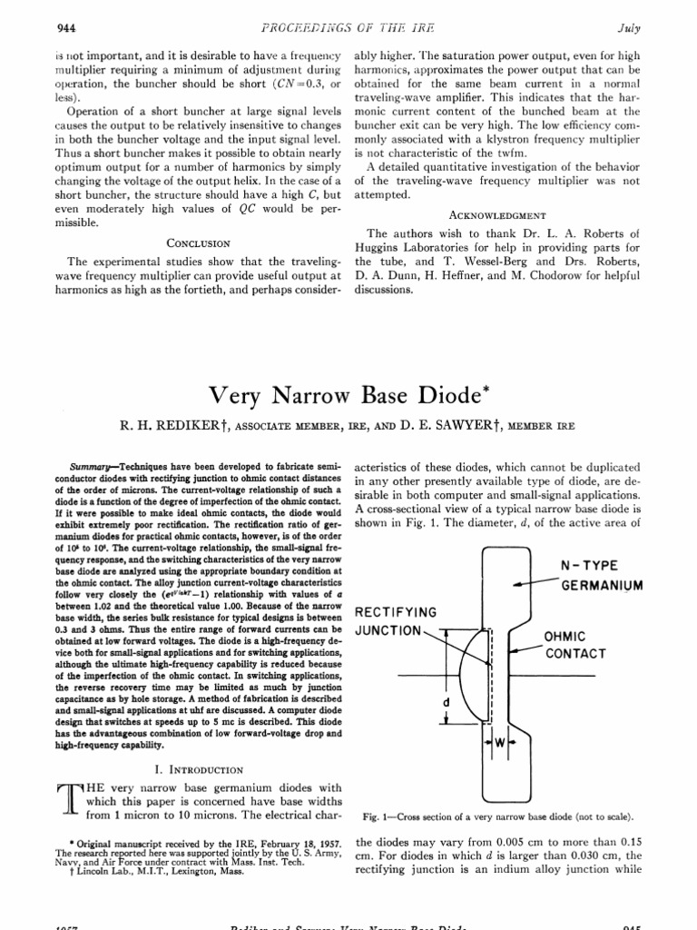 Very Narrow Base Diode | PDF | P–N Junction | Diode