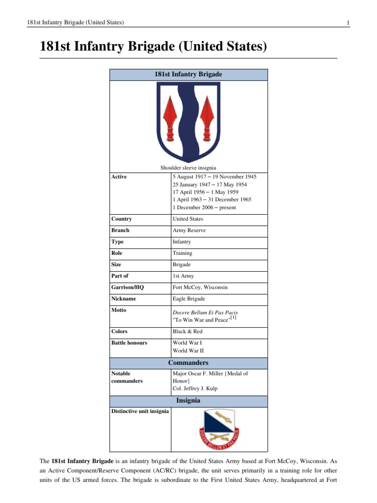 181st Infantry Brigade (United States) | PDF | Military Of The United ...
