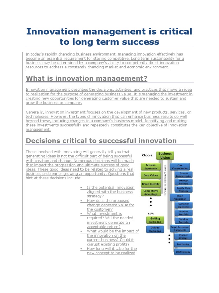 Managing Innovation for Business Success | PDF | Business Model ...