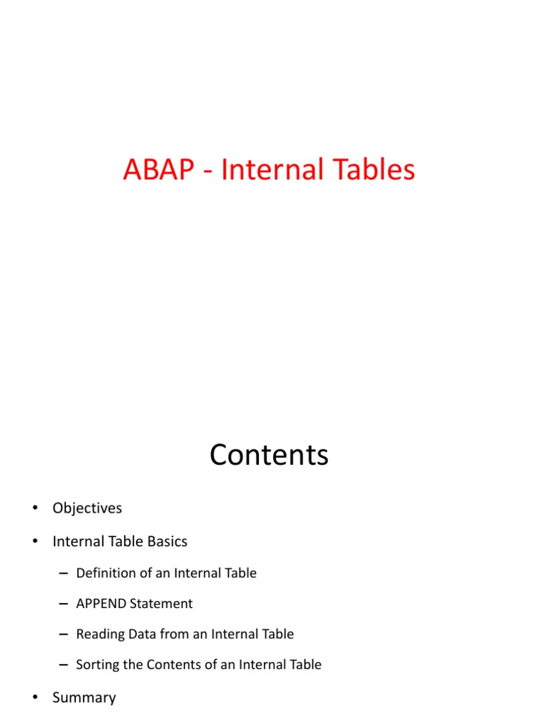08 - ABAP - Internal Tables | PDF | Control Flow | Computer Engineering
