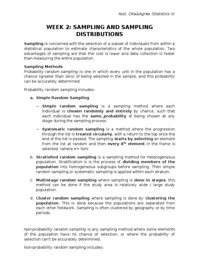 Sampling and Sampling Distribution | Download Free PDF | Stratified Sampling | Sampling (Statistics)