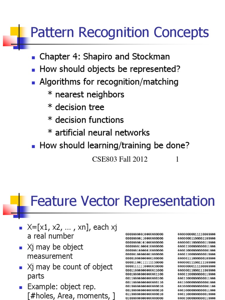 Pattern Recognition Concepts Cse803 Fall 2012 1 Pdf Pattern Recognition Statistical