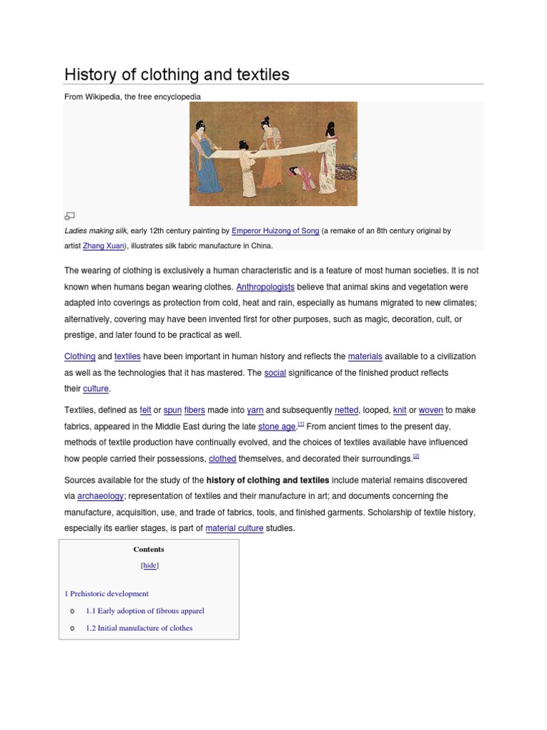 History of Clothing and Textiles | PDF | Human Appearance | Clothing