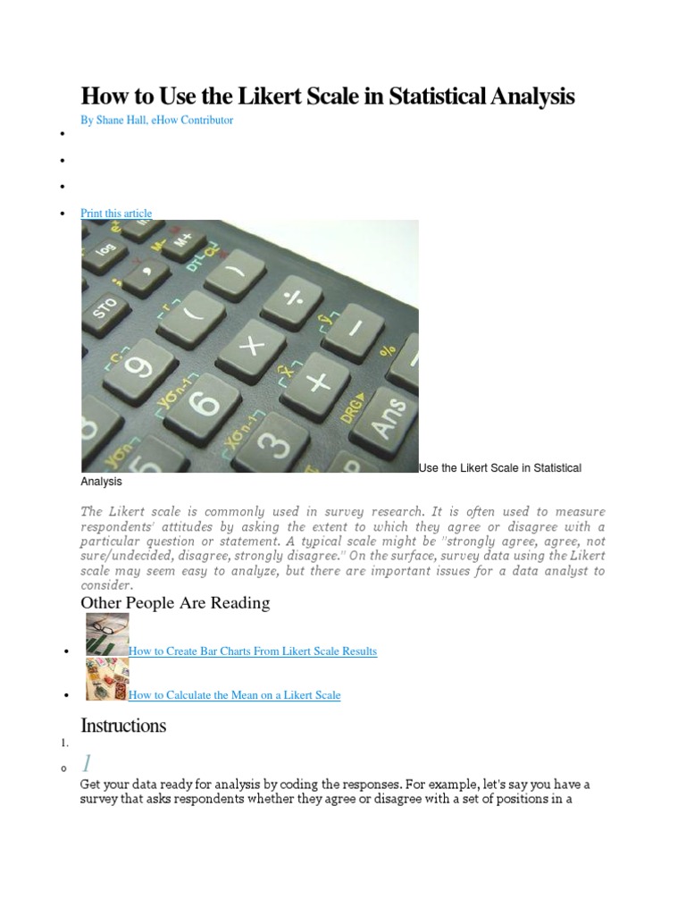 How To Use The Likert Scale in Statistical Analysis | PDF | Likert Scale | Data Analysis