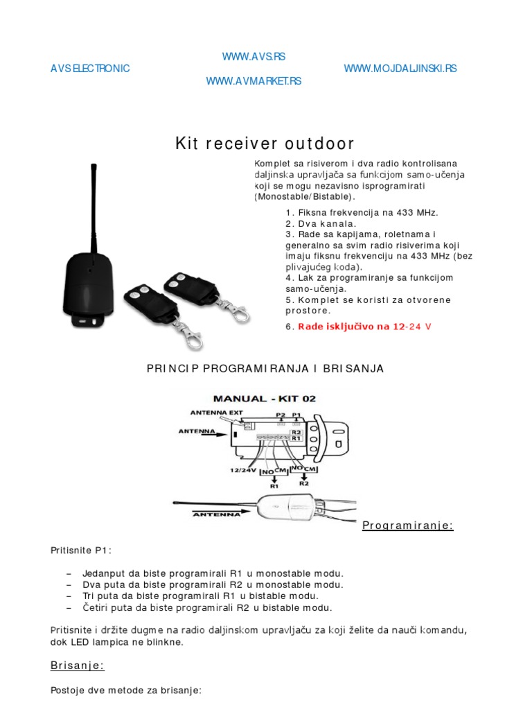 Outdoor Receiver Kit 433 MHz | PDF