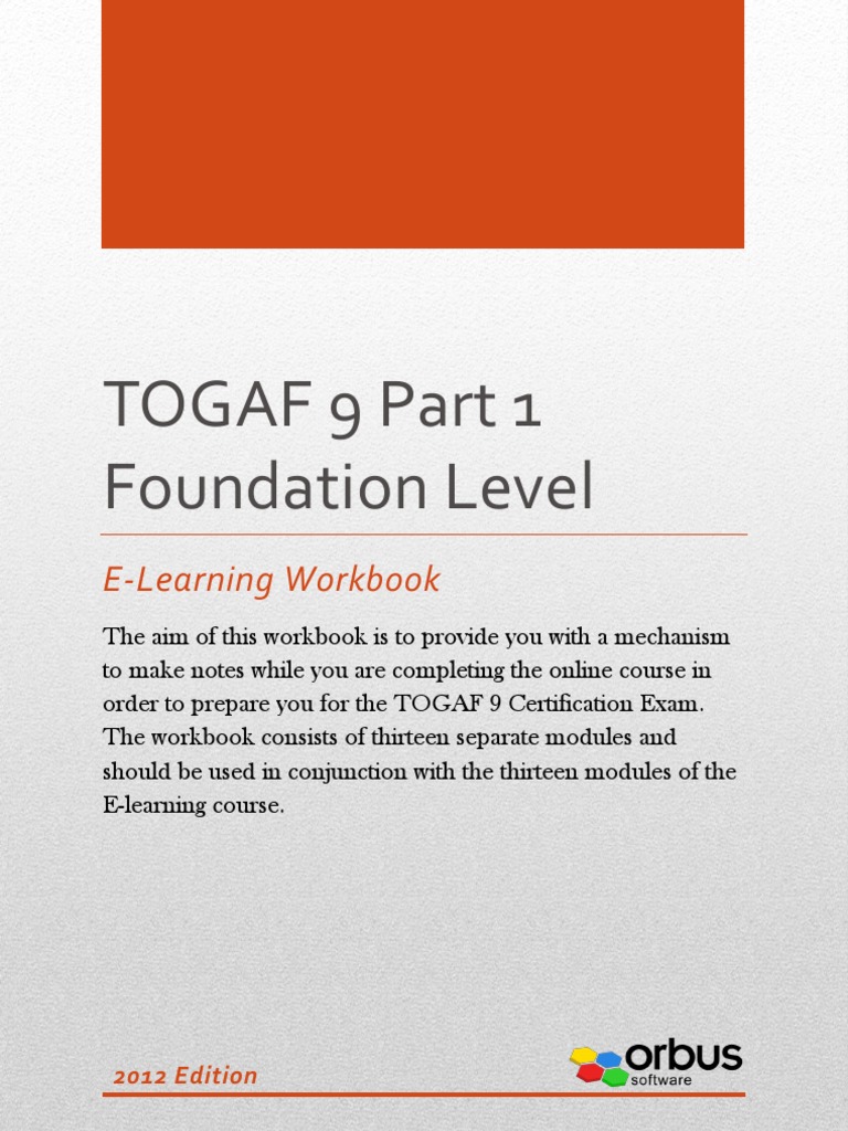TOGAF 9 Part 1 Foundation Level E-Learning Workbook | Conceptual Model ...