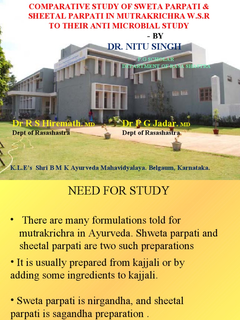 Comparative Study of Sweta Parpati & Sheetal Parpati in Mutrakrichra W ...