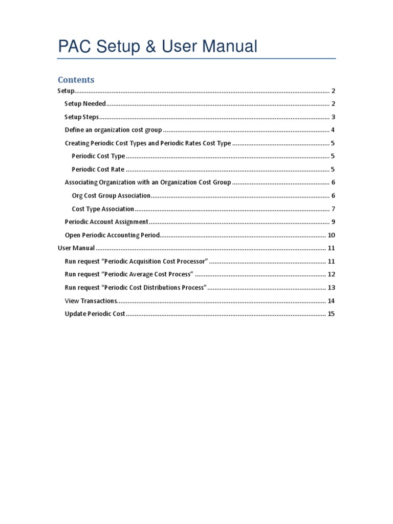 PAC Setup | PDF | Cost Accounting | Cost