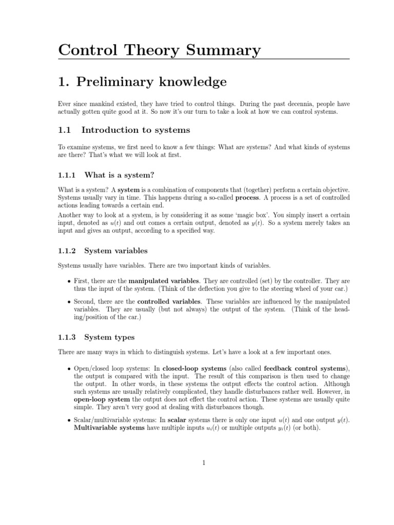 Control Theory Overview and Tools | PDF | Control Theory | Laplace ...