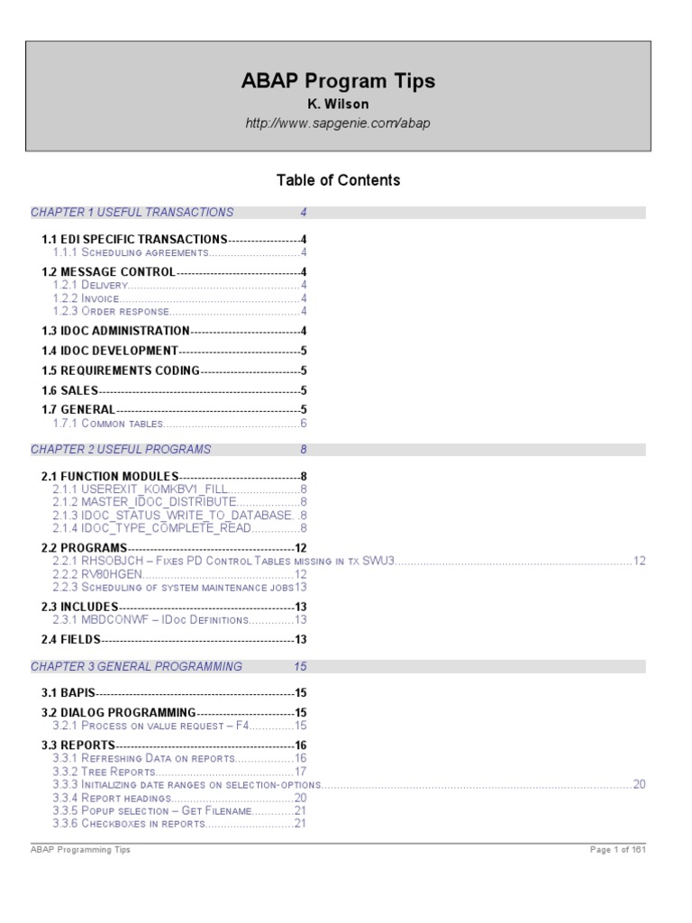 ABAP Program Tips v3 | PDF | Windows Registry | Database Index