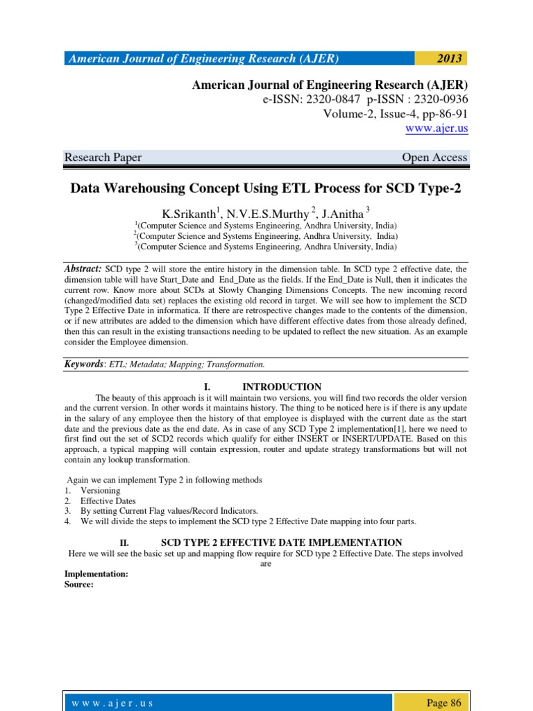 Data Warehousing Concept Using ETL Process For SCD Type-2 | PDF | Sql ...