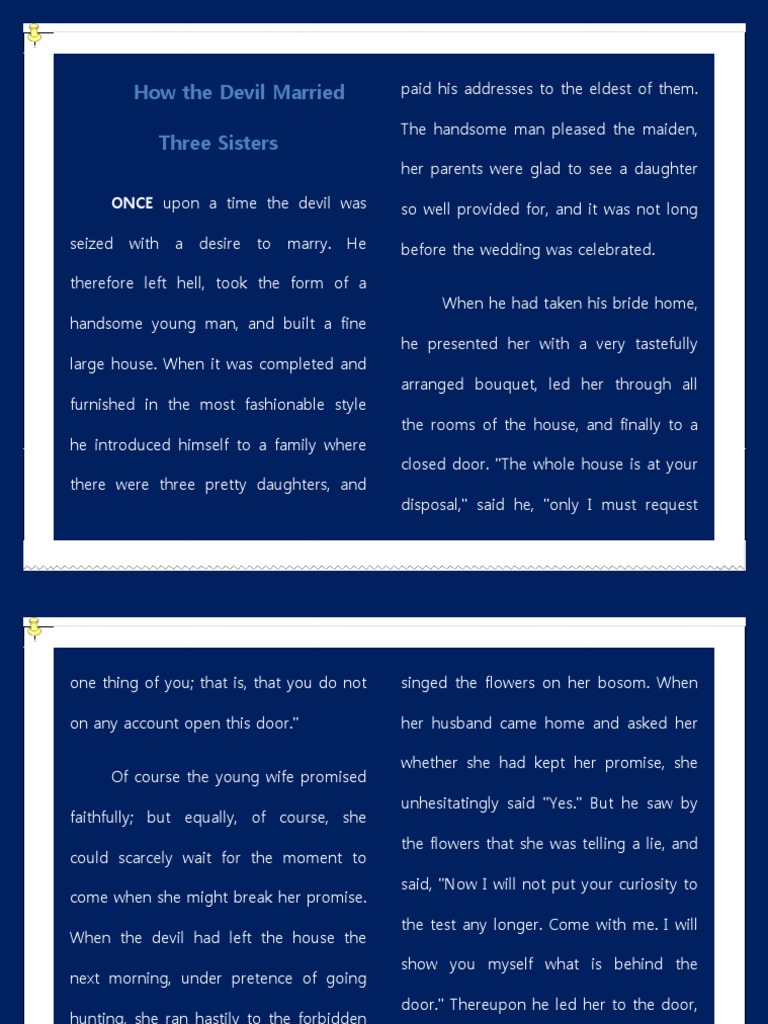 How The Devil Married Three Sisters | PDF | Fairies