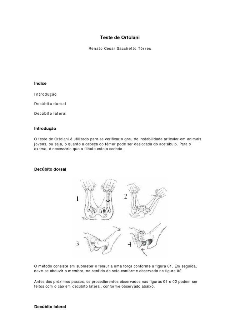 Teste de Ortolani em Cães: Procedimentos | PDF | Ciências e Matemática