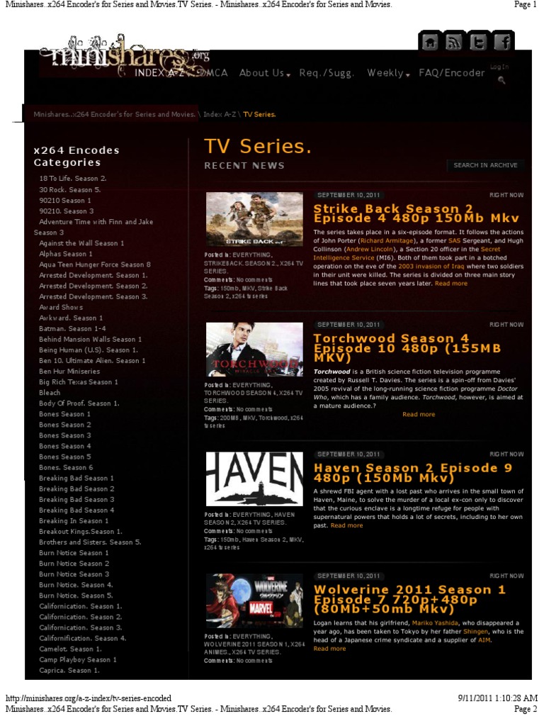 Encoder's For Series and Movies List PDF | PDF | Television Programs ...